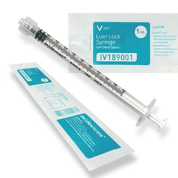 MDEVICES LOW DEAD SPACE SYRINGE 1ML LOCK TIP - 100 (IV189001) | Diagmed